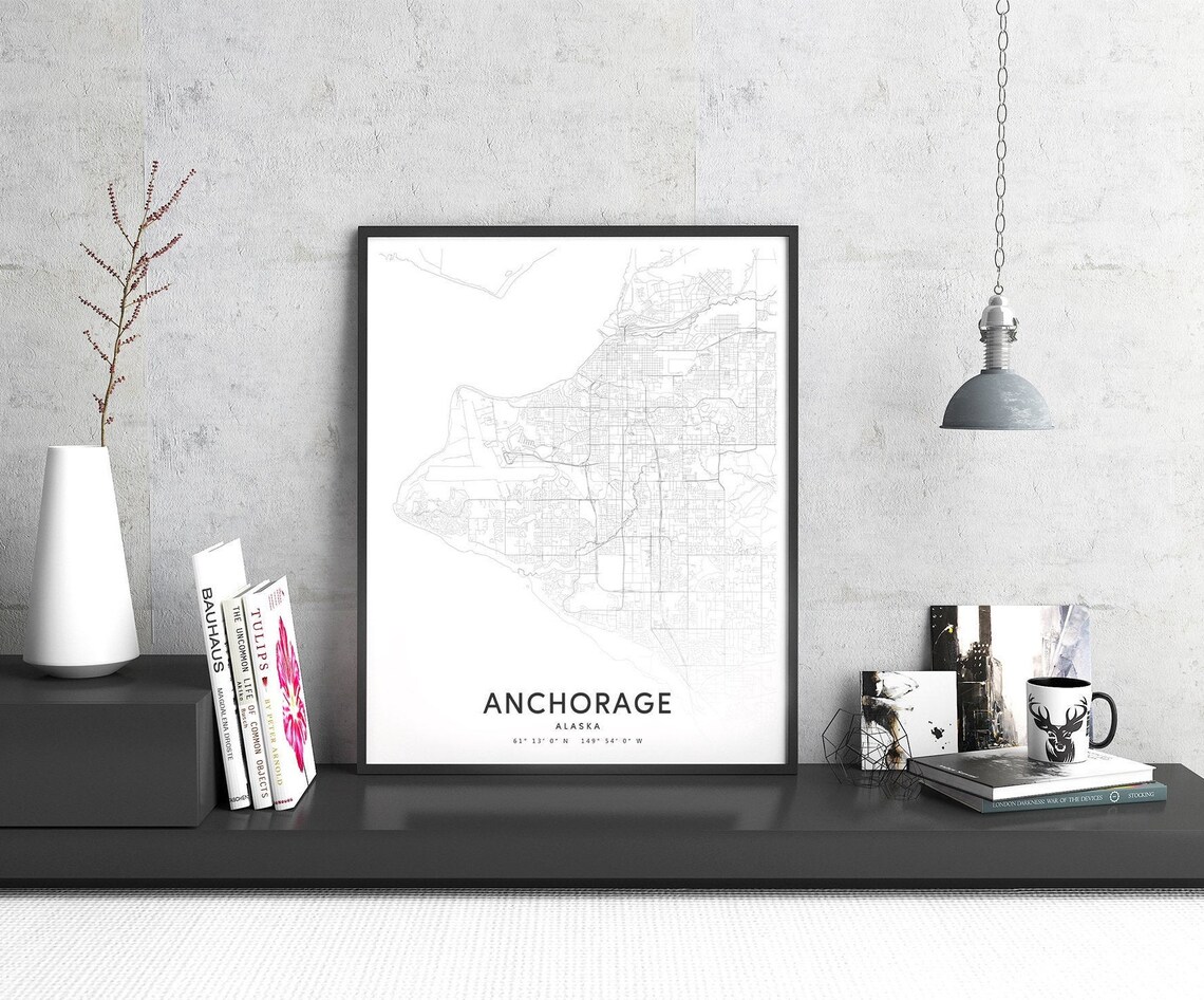 Anchorage Map Print Anchorage Alaska USA Map Art Poster City - Etsy