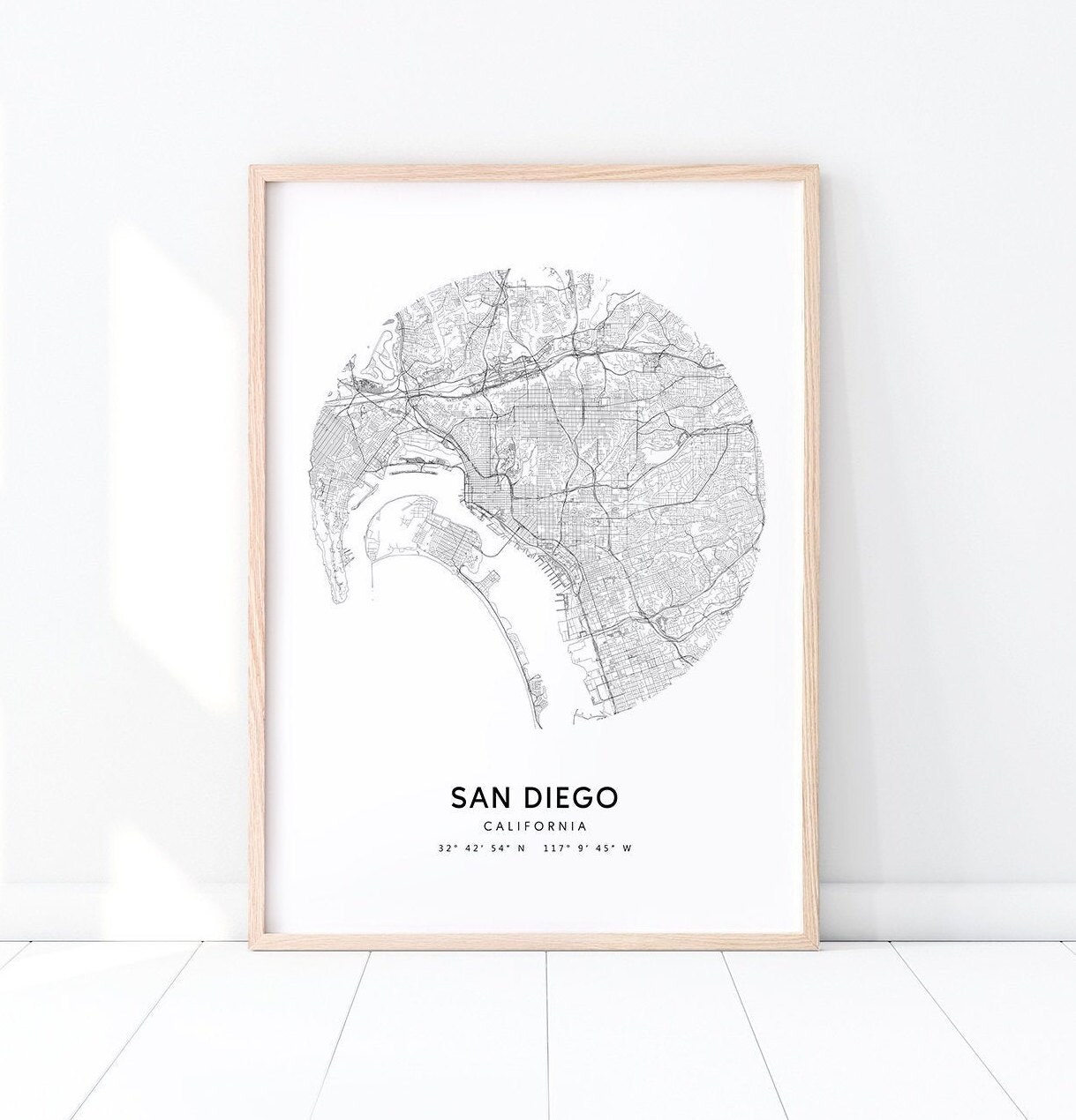 San Diego Map Print, California USA Map Art Poster, City Street Road ...