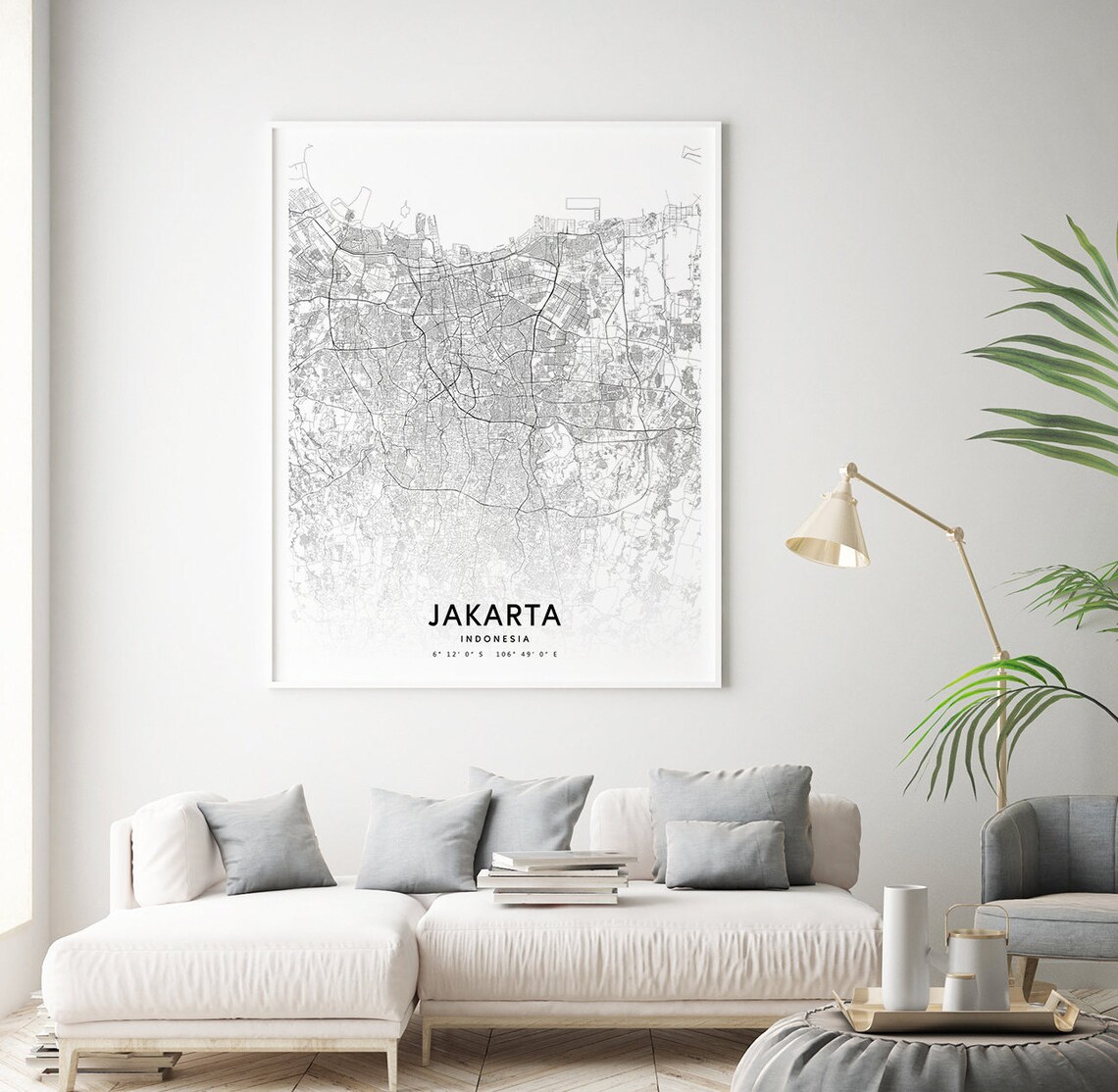 Jakarta Map Print Jakarta Indonesia Map Art Poster City | Etsy