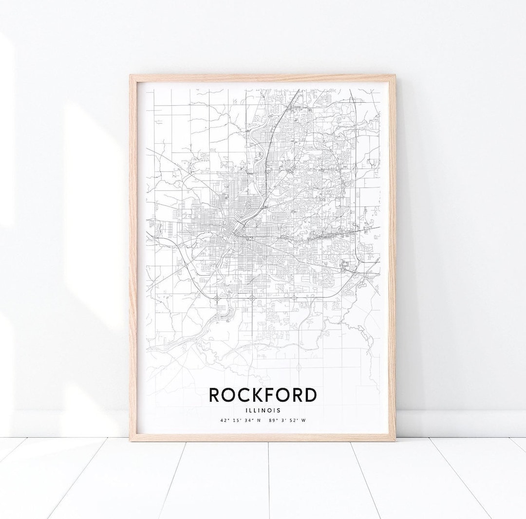 Rockford Urban Map Print, Rockford Illinois USA Map Art Poster, City ...