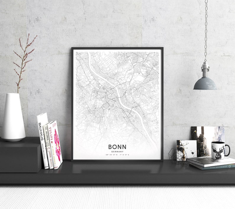 Bonn Map Print Bonn Germany Map Art Poster City Street Road - Etsy