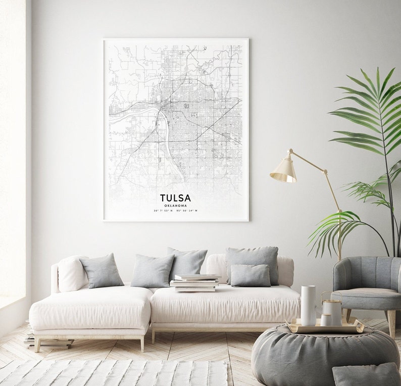 Tulsa Map Print Tulsa Oklahoma OK USA Map Art Poster City | Etsy