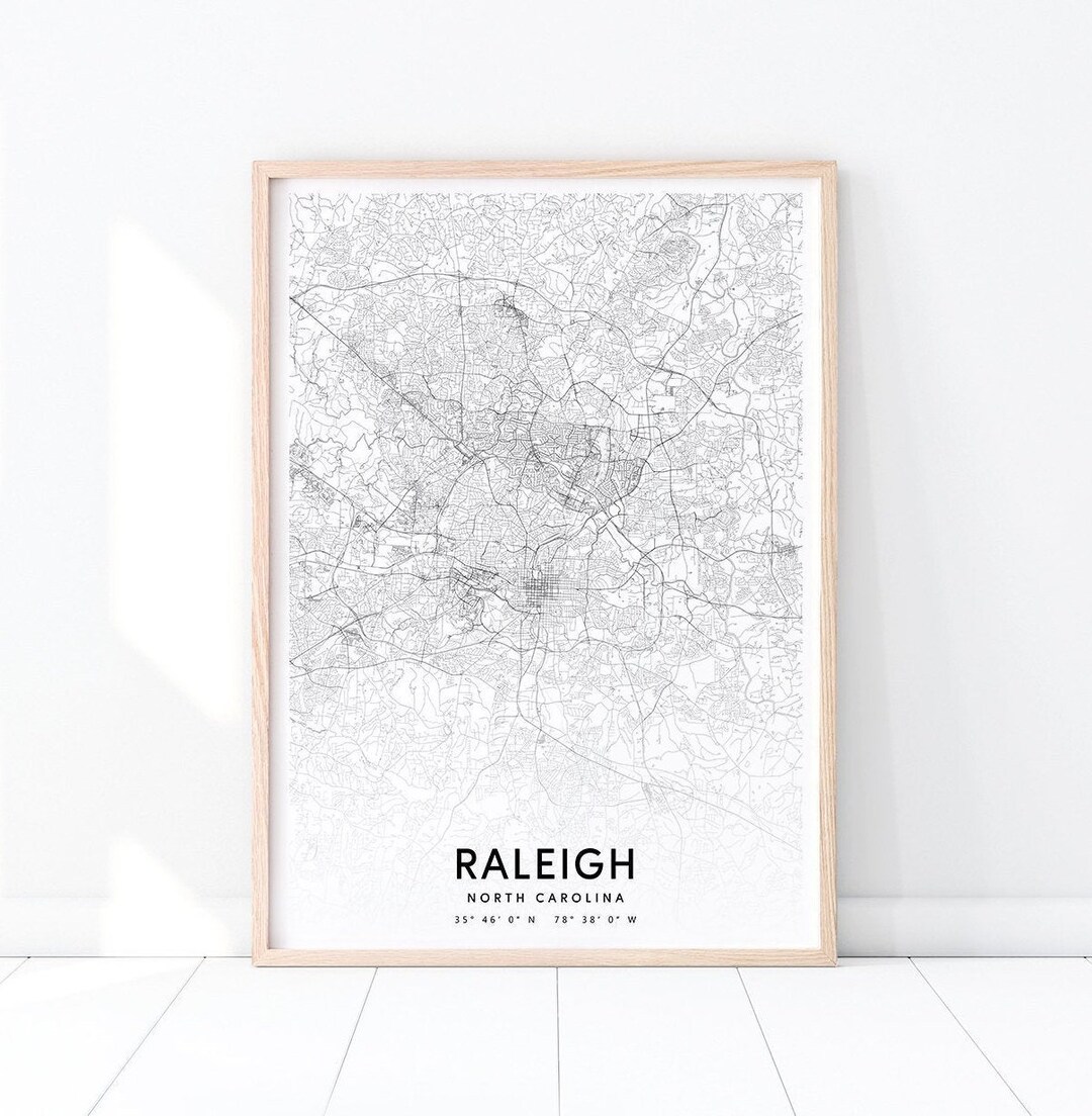 Raleigh Map Print, Raleigh North Carolina USA Map Art Poster, City ...