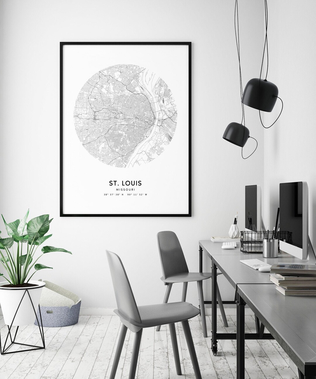 St. Louis Map Print, St Louis Missouri Map Art Poster, City Street Road ...