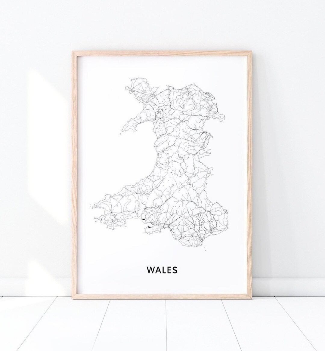 Wales Map Print, Wales UK Map Art Poster, Britain Country Map, Black ...