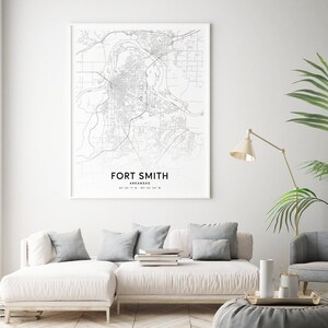 Fort Smith Map Print, Arkansas USA Map Art Poster, City Street Road Map ...