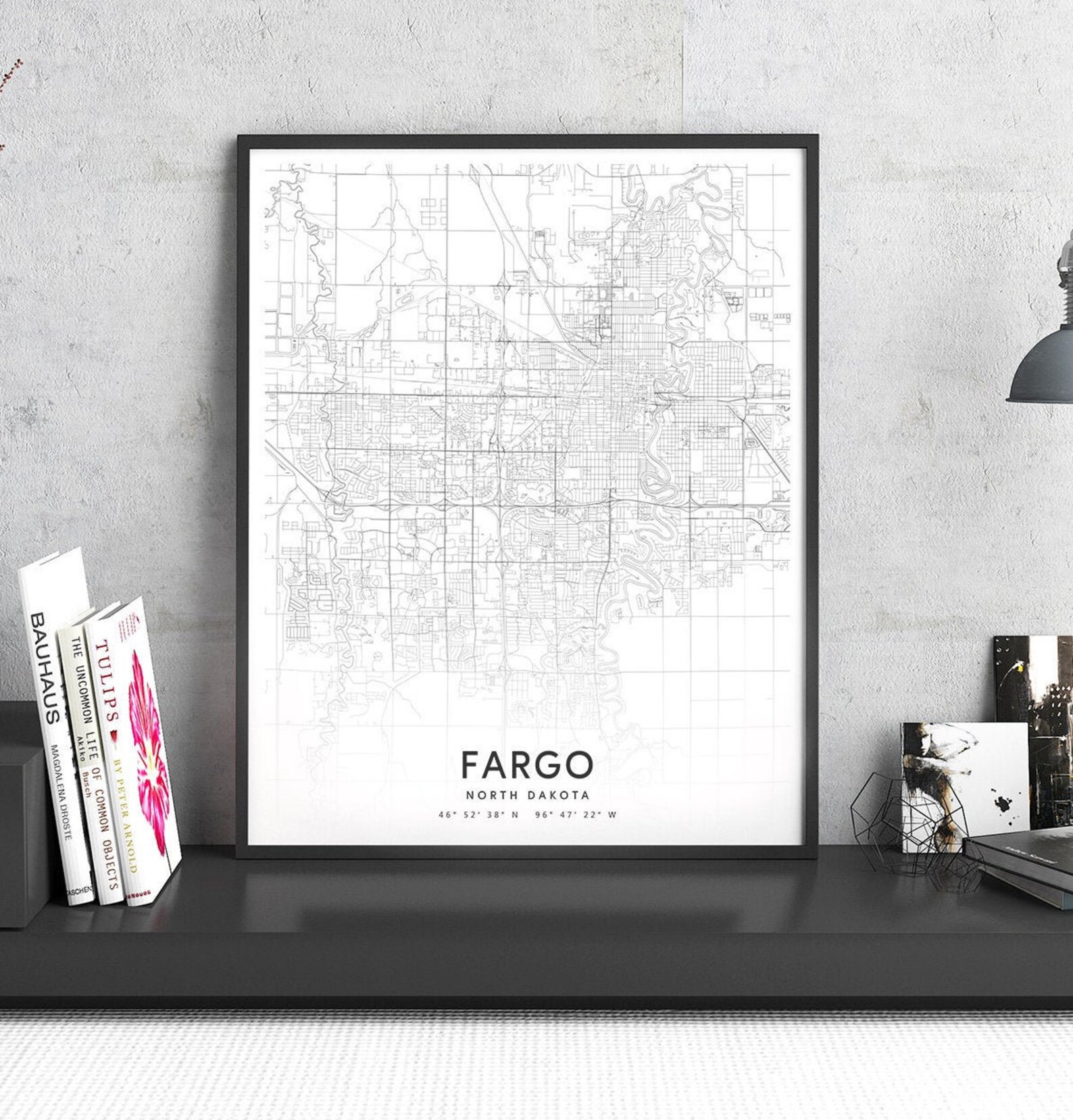 Fargo Map Print, Fargo North Dakota Map Art Poster, City Street Road ...