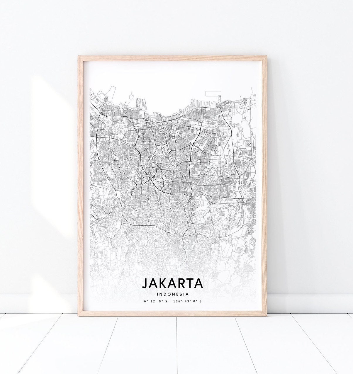 Jakarta Map Print Jakarta Indonesia Map Art Poster City | Etsy