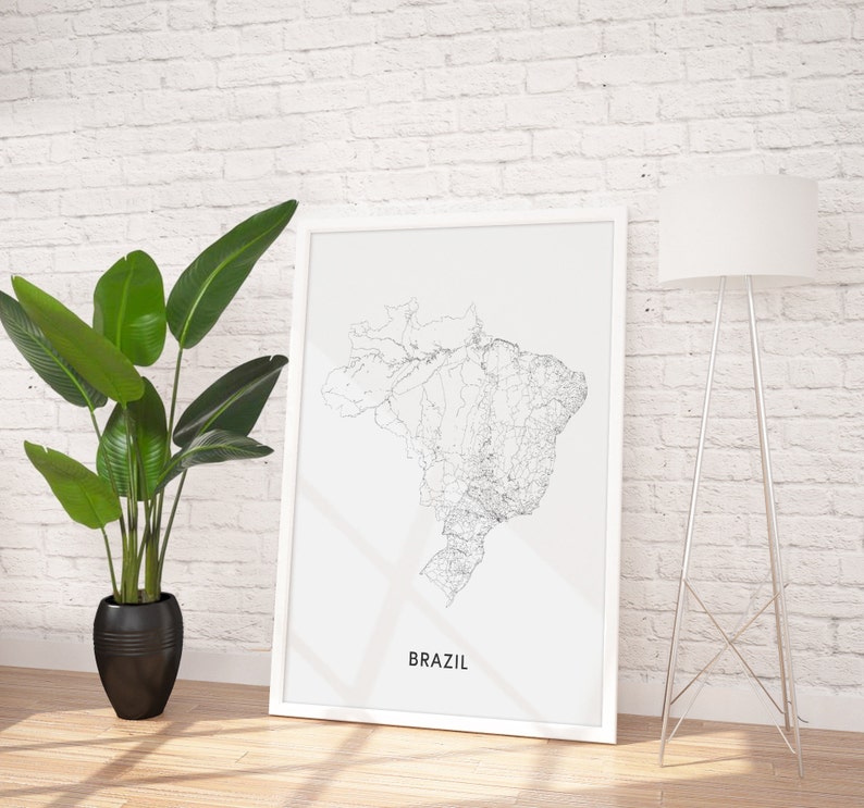 Brazil Map Print Brazil Map Art Poster Country Map Art - Etsy