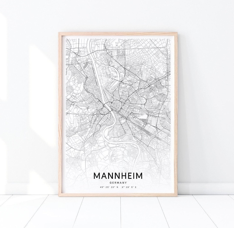 Mannheim Map Print Mannheim Germany Map Art Poster City - Etsy