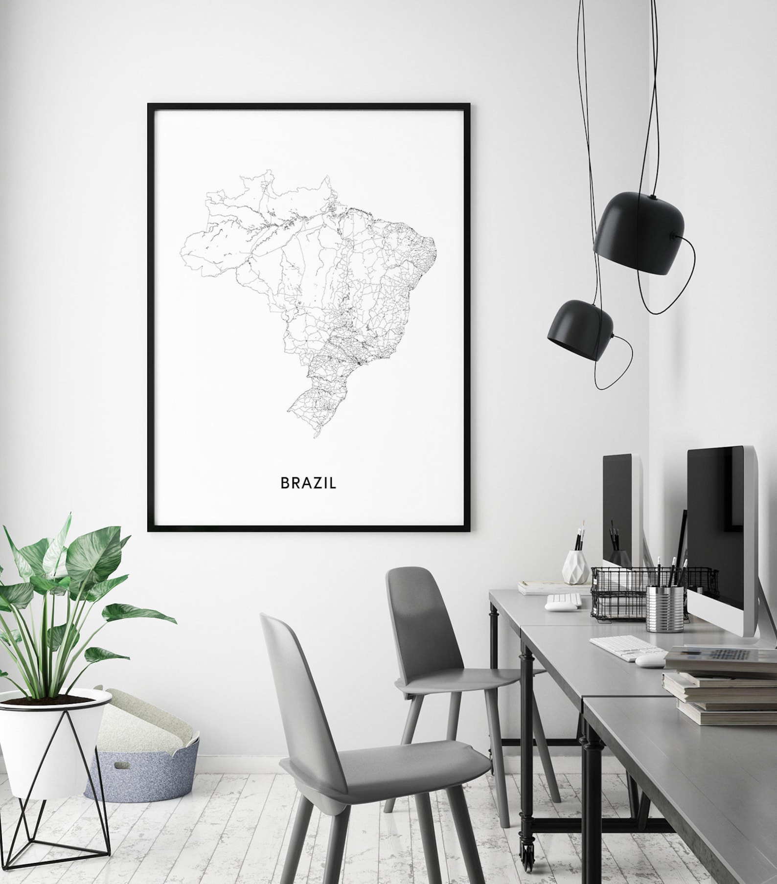 Brazil Map Print Brazil Map Art Poster Country Map Art - Etsy
