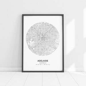 Adelaide Map Print, Adelaide Australia Map Art Poster, City Street Road ...