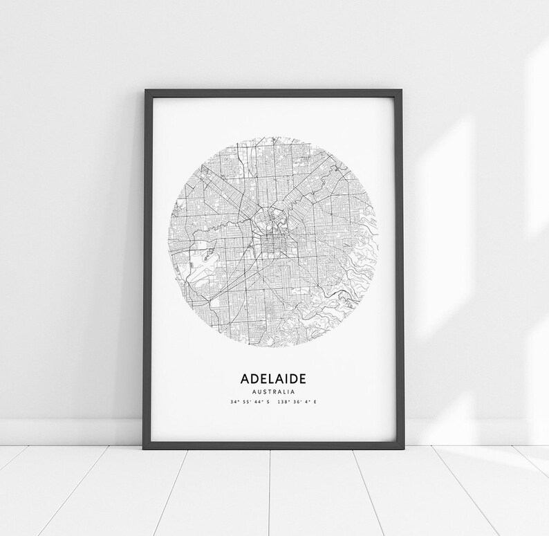 Adelaide Map Print Adelaide Australia Map Art Poster City - Etsy