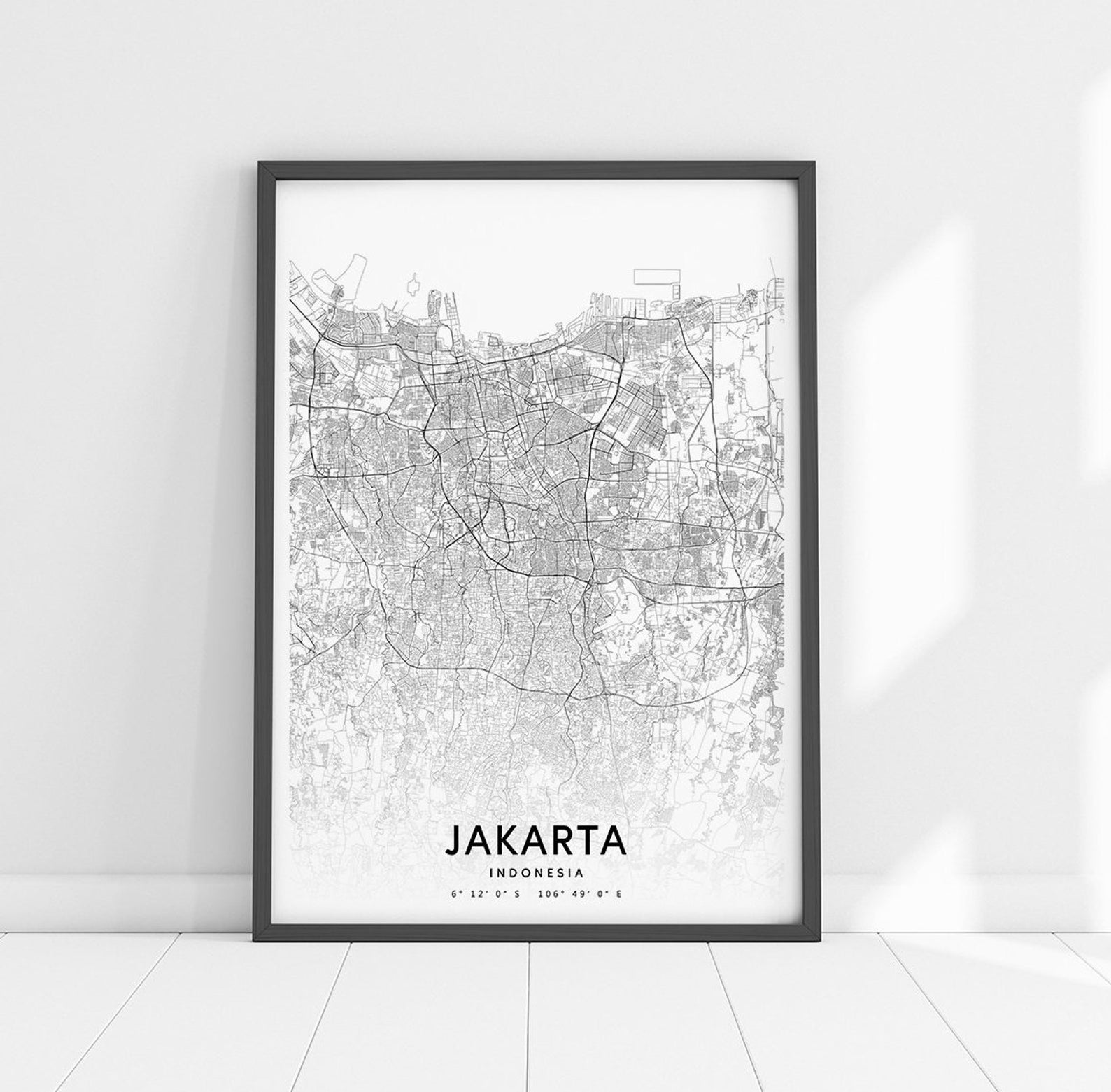 Jakarta Map Print Jakarta Indonesia Map Art Poster City | Etsy