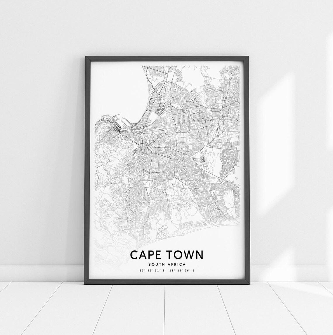 Cape Town Map Print South Africa Map Art Poster City Street | Etsy