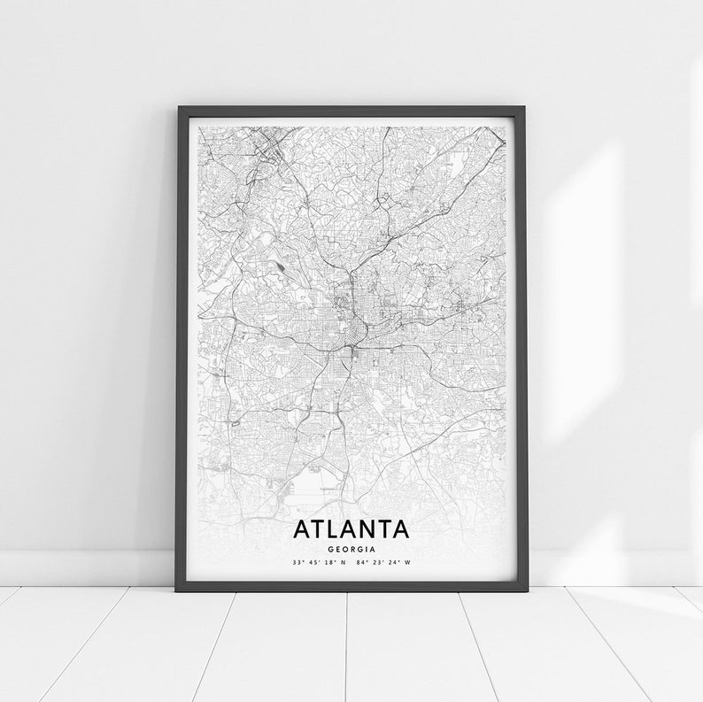 Atlanta Map Print Georgia GA USA Map Art Poster City Street | Etsy