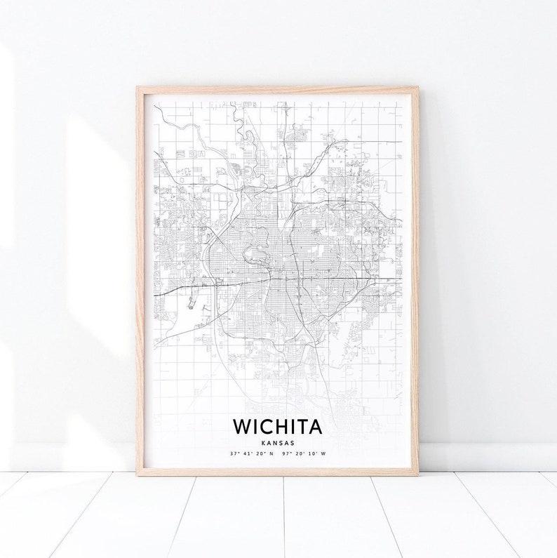 Wichita Map Print Wichita Kansas USA Map Art Poster City | Etsy