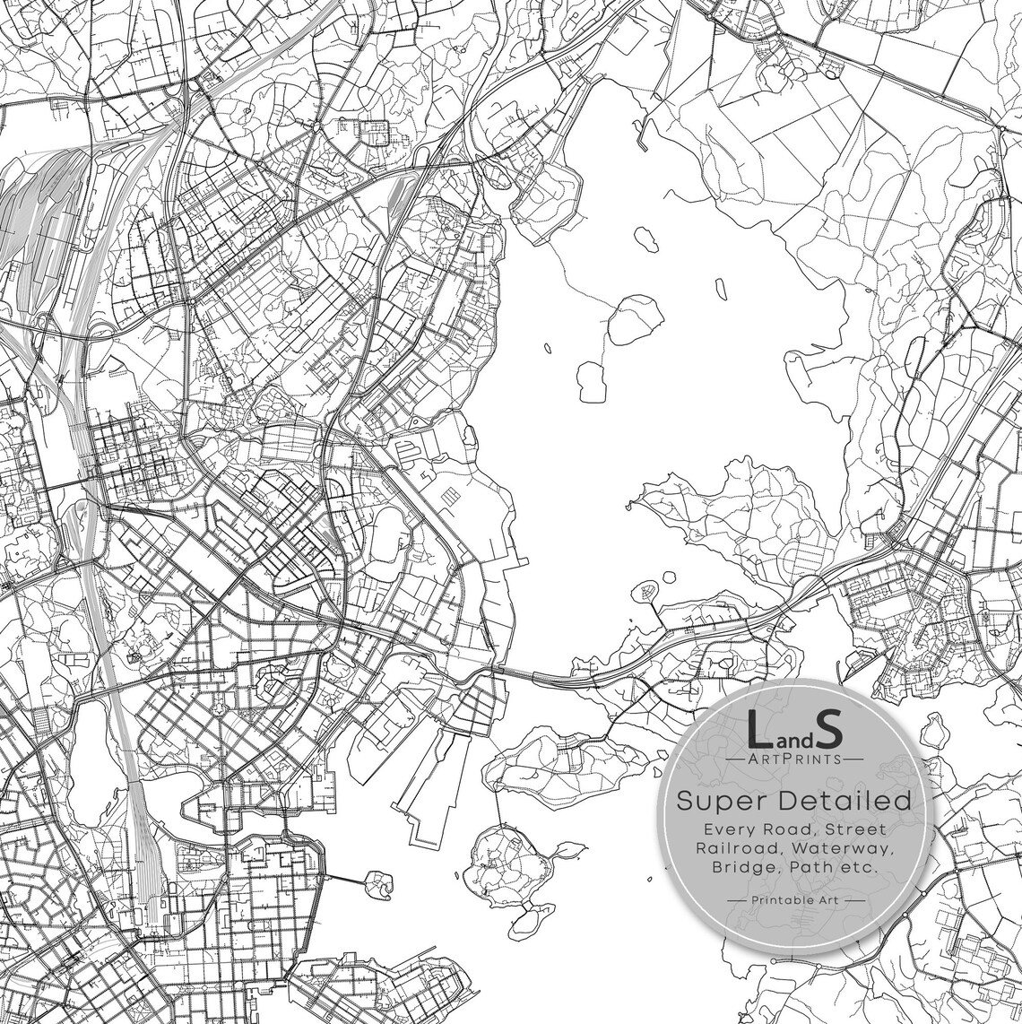 Helsinki Map Print Helsinki Finland Map Art Poster City | Etsy