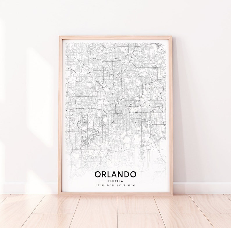 Orlando Map Print, Orlando Florida USA Map Art Poster, City Street Road ...
