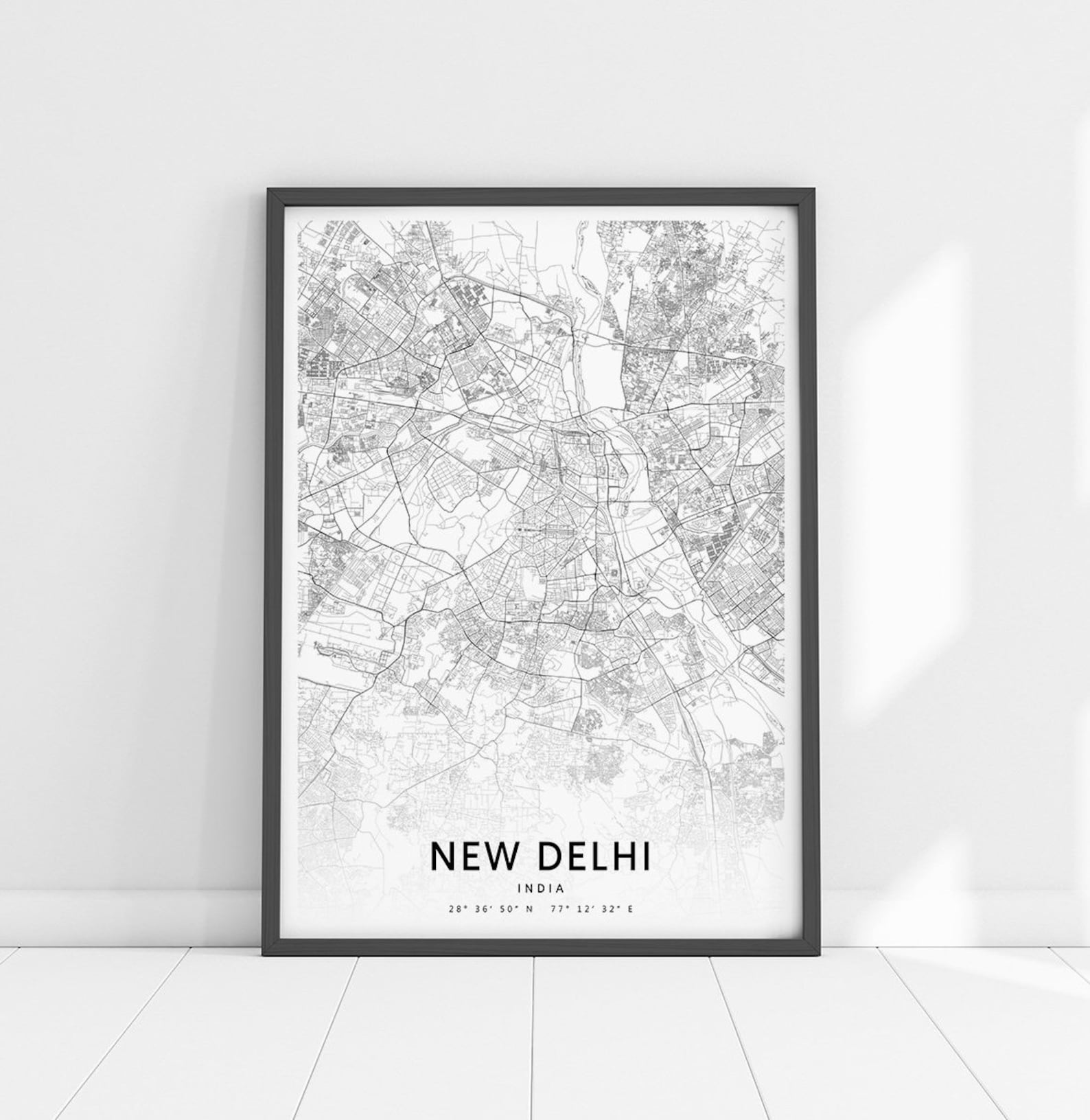 New Delhi Map Print New Delhi India Map Art Poster City | Etsy