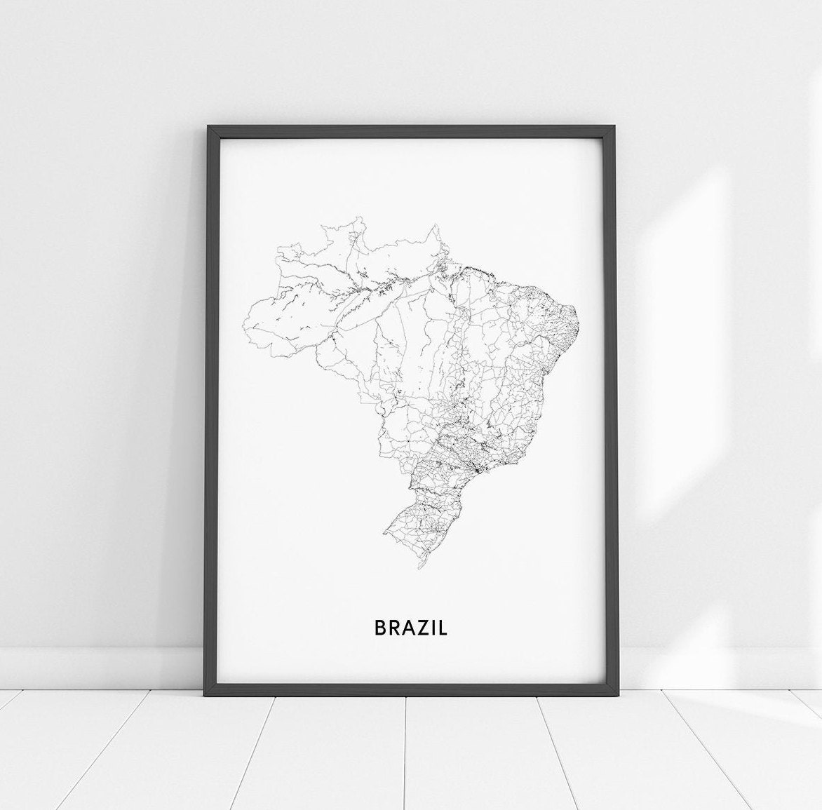 Brazil Map Print Brazil Map Art Poster Country Map Art | Etsy