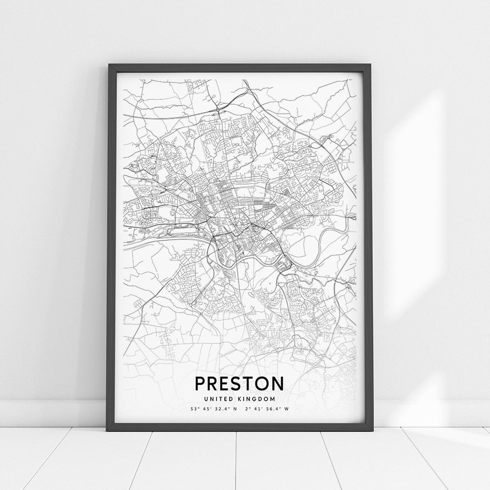 Preston Map Print Preston England United Kingdom Map Art - Etsy