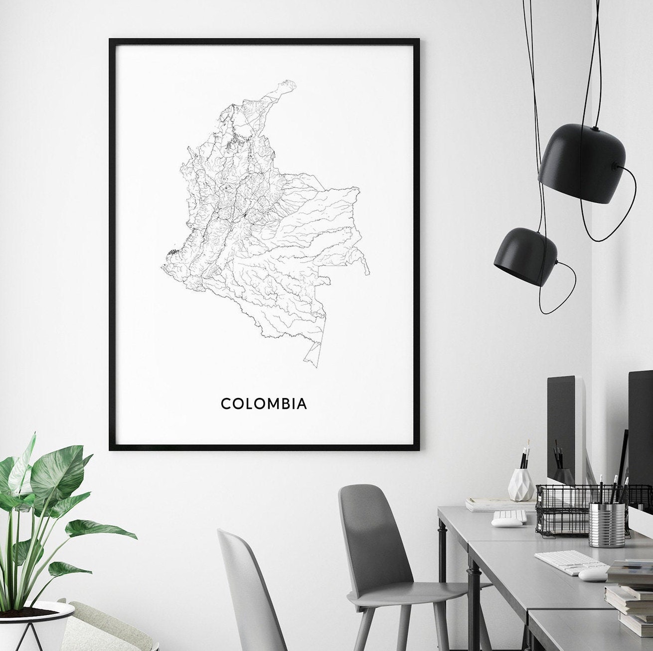 Colombia Map Art Print Colombia Map Art Poster Countries Map - Etsy
