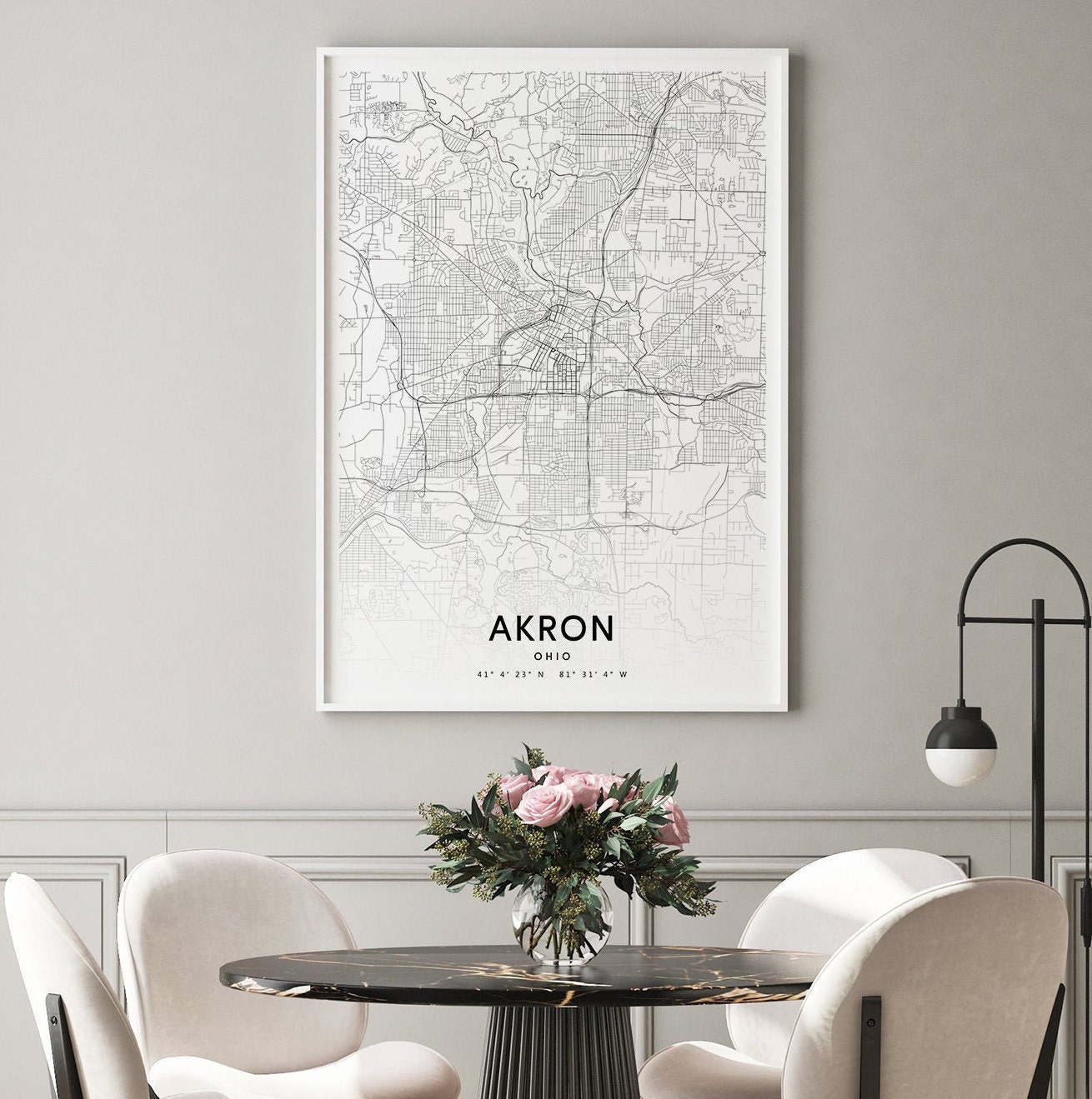 Akron Map Print Akron Ohio USA Map Art Poster City Street | Etsy