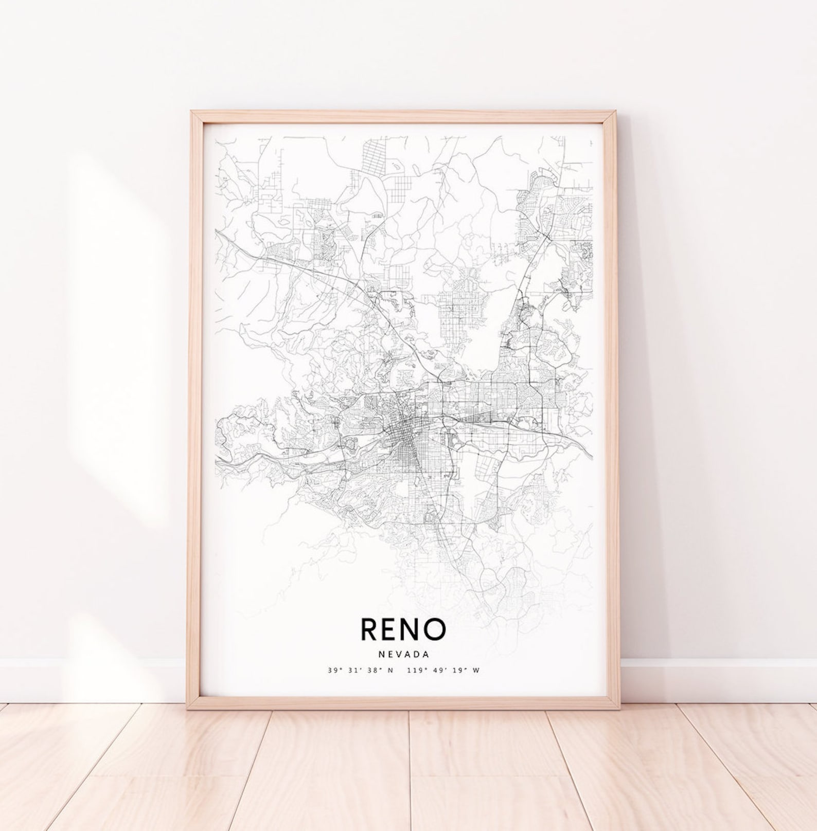 Reno Map Print Reno Nevada USA Map Art Poster City Street - Etsy