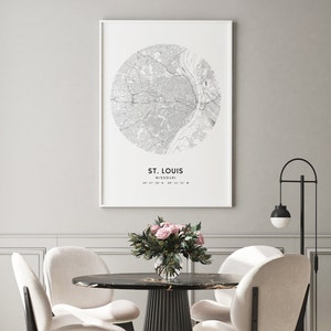 St. Louis Map Print, St Louis Missouri Map Art Poster, City Street Road ...