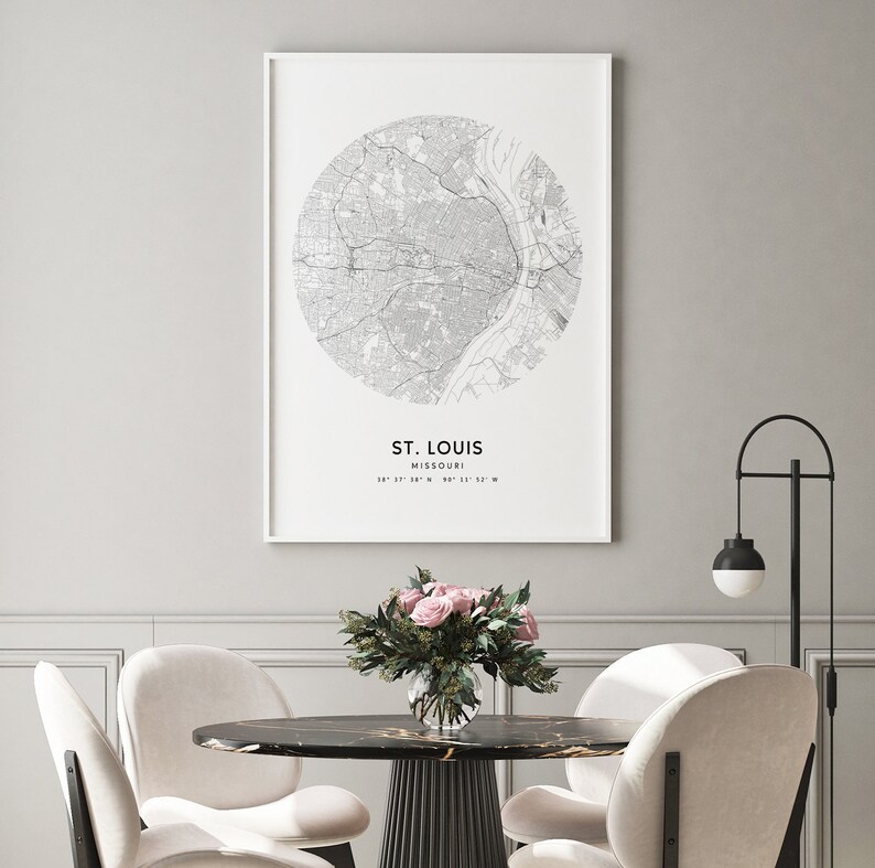 St. Louis Map Print, St Louis Missouri Map Art Poster, City Street Road ...