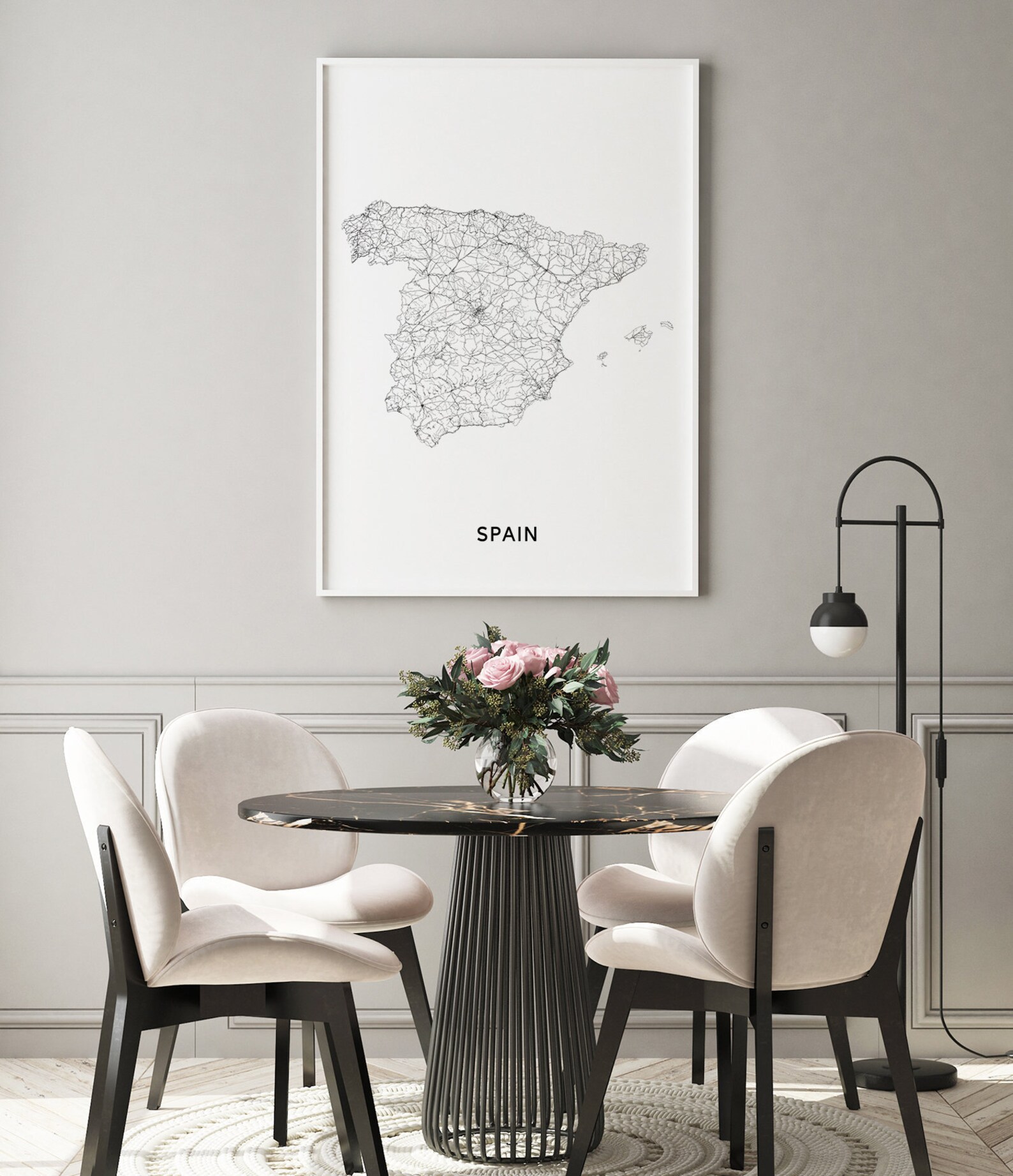 Spain Map Print, Spain Map Wall Art, Spain Map Art Poster, Country Map ...