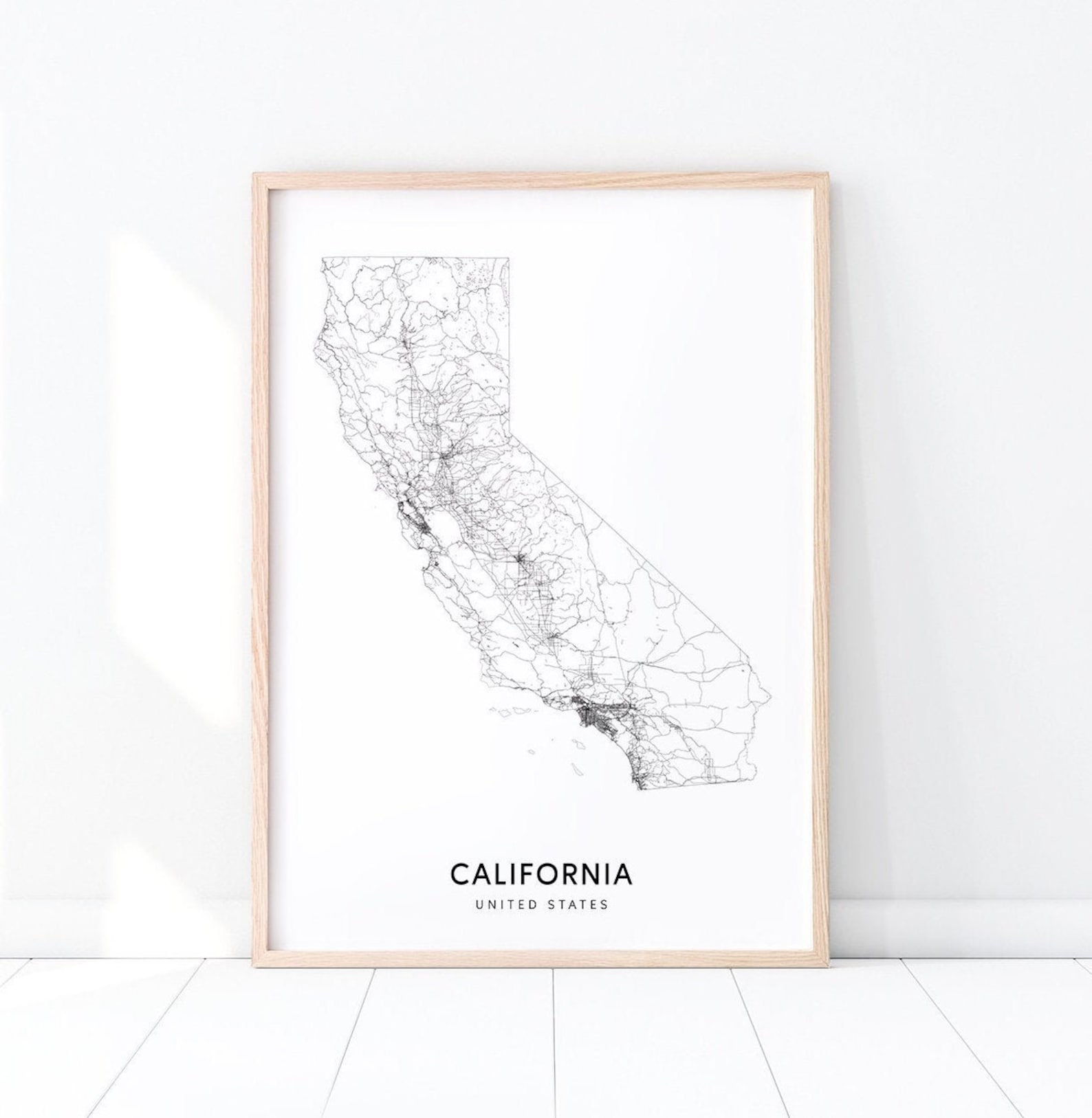 California Map Print State Road Map Print California CA USA - Etsy