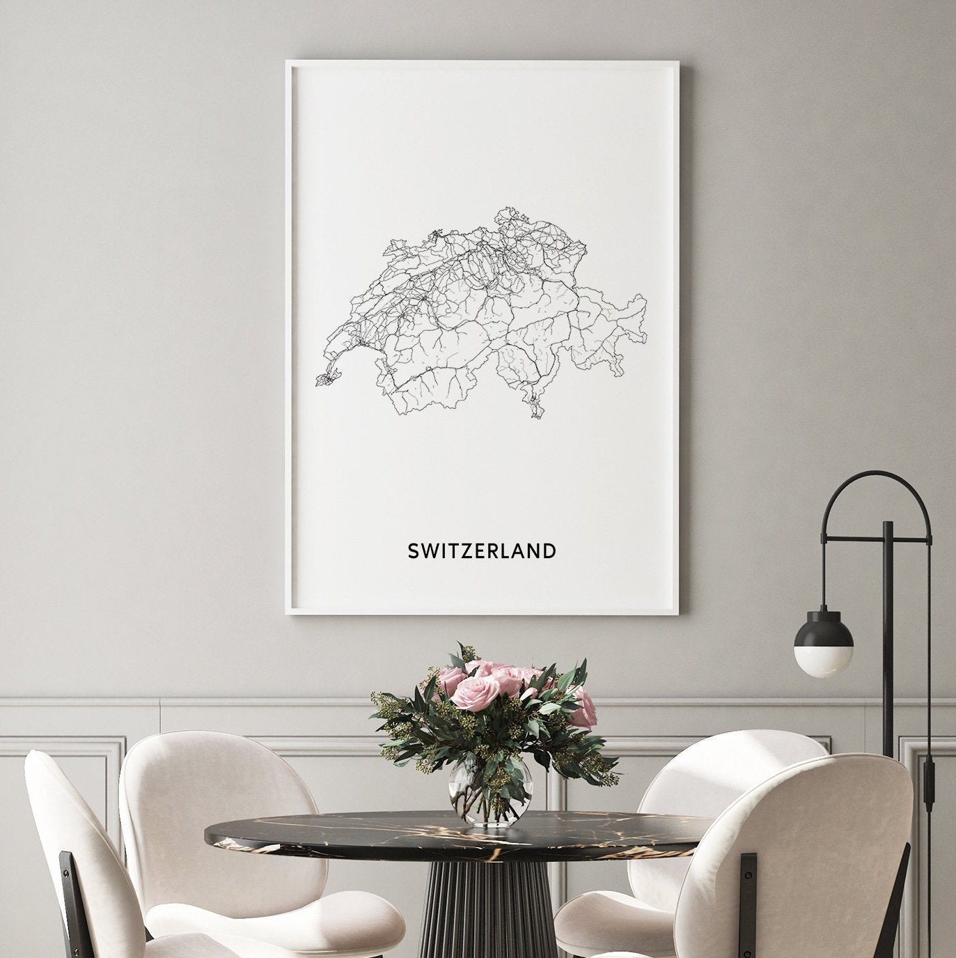 Switzerland Map Print Switzerland Wall Art Switzerland Map | Etsy