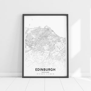 Edinburgh Map Print, Edinburgh Scotland, United Kingdom Map Art Poster ...
