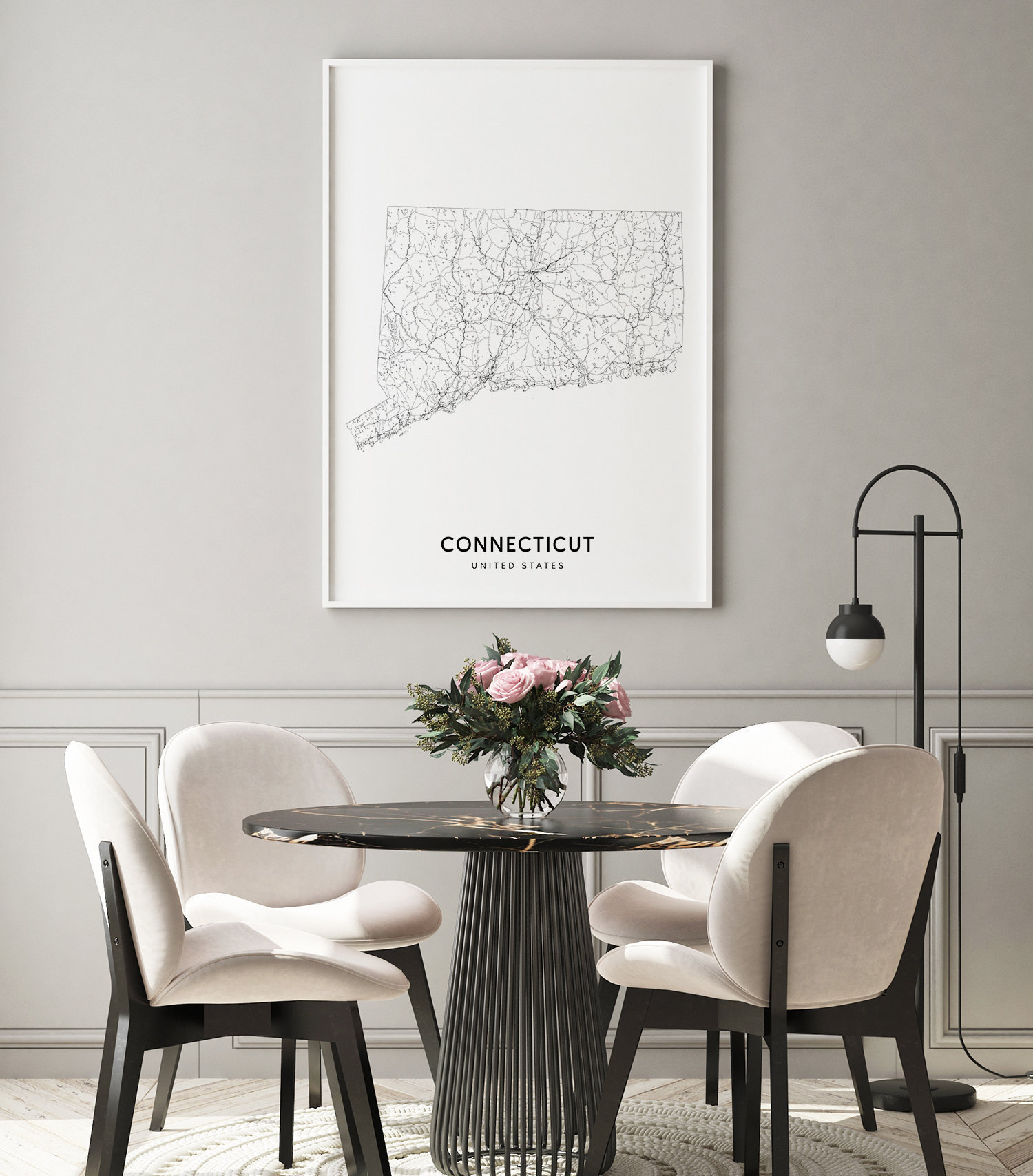 Connecticut Map Print State Road Map Art Connecticut USA | Etsy