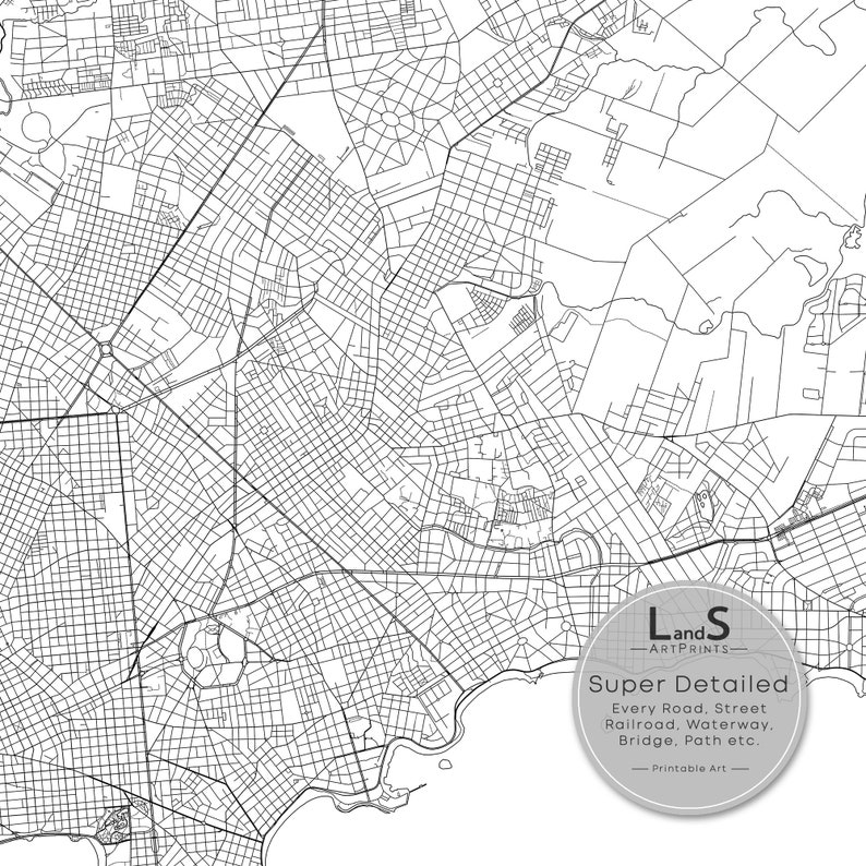 Montevideo Map Print Montevideo Uruguay Map Art Poster City - Etsy