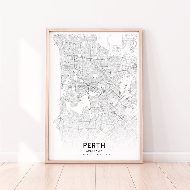 Perth Map Print Perth Map Art Poster Australia Map City - Etsy