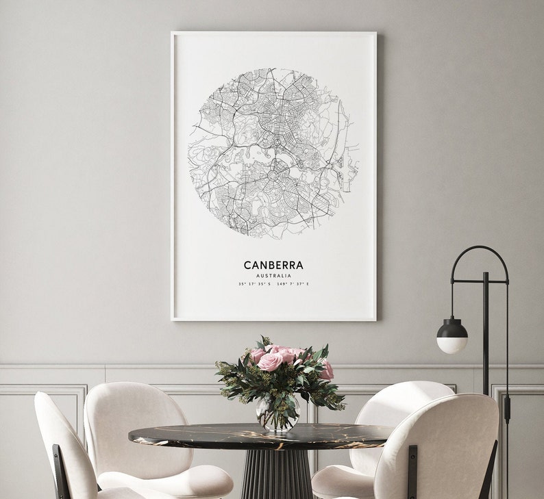 Canberra Map Print, Canberra Australia Map Art Poster, City Street Road ...