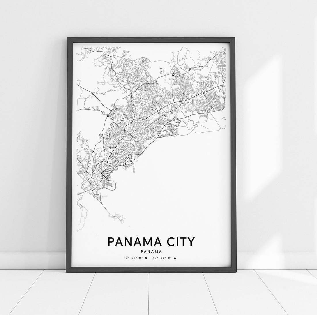 Panama City Map Print Panama City Map Art Poster City Street | Etsy