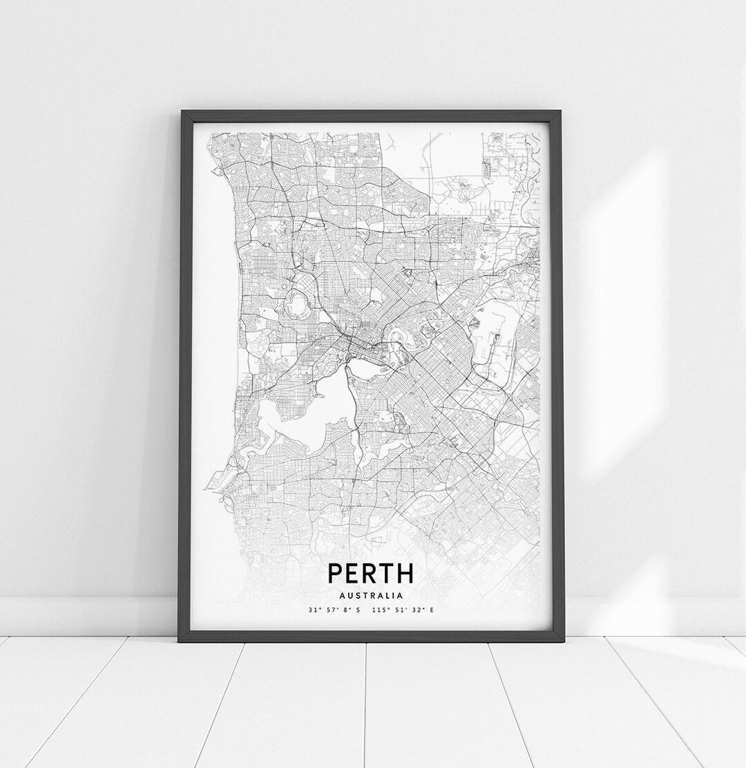 Perth Map Print, Perth Map Art Poster, Australia Map, City Street Map ...