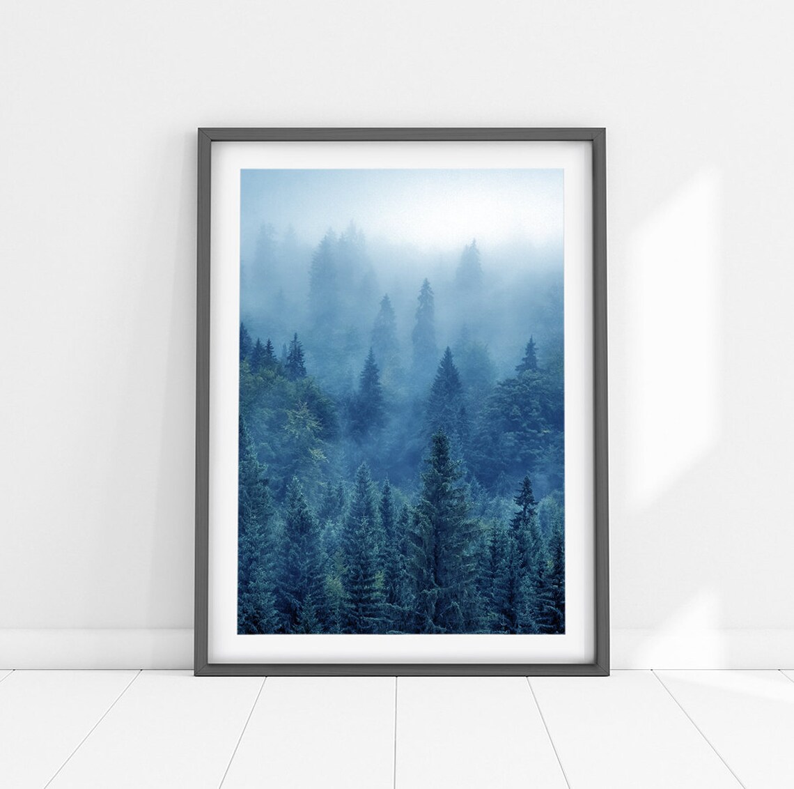 Forest Print, Blue Forest Art Poster, Blue Wall Art, Indigo Forest ...