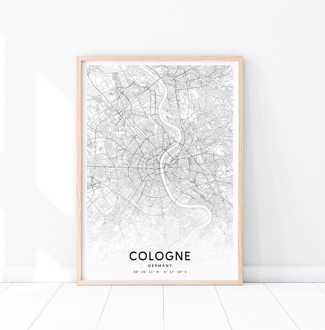 Cologne Map Print, Cologne Germany Map Art Poster, City Street Map ...
