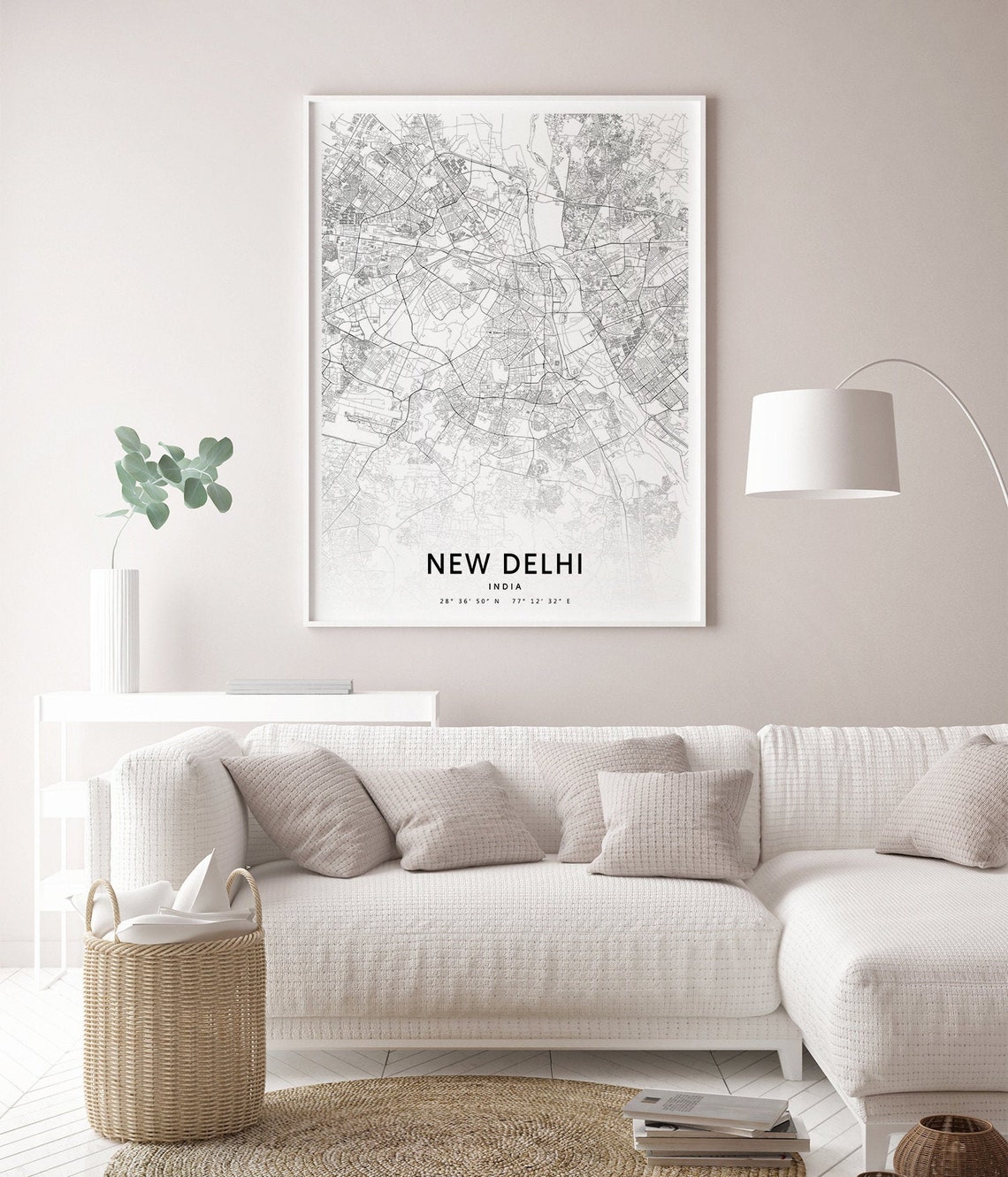New Delhi Map Print, New Delhi India Map Art Poster, City Street Road ...