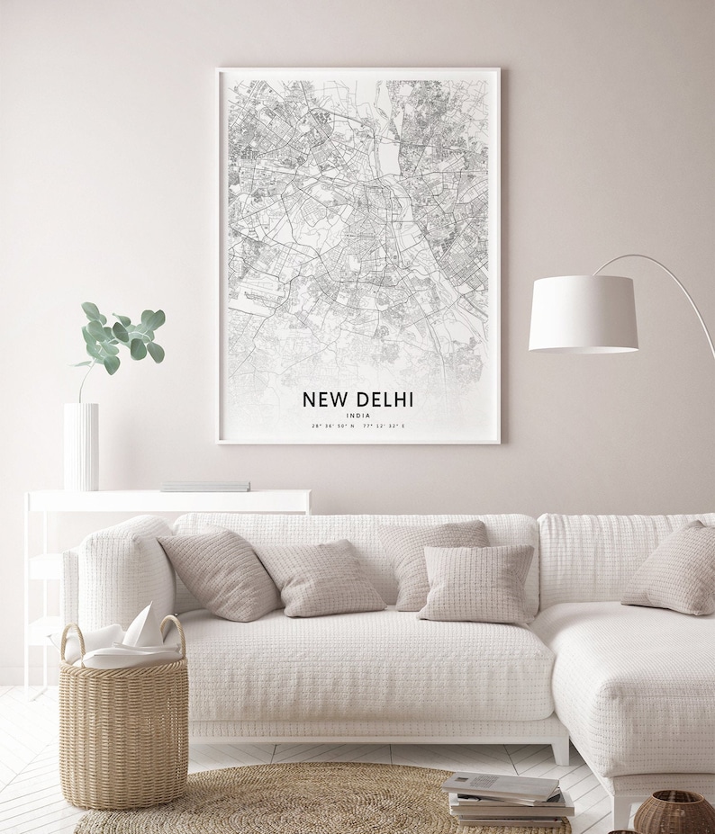 New Delhi Map Print New Delhi India Map Art Poster City - Etsy
