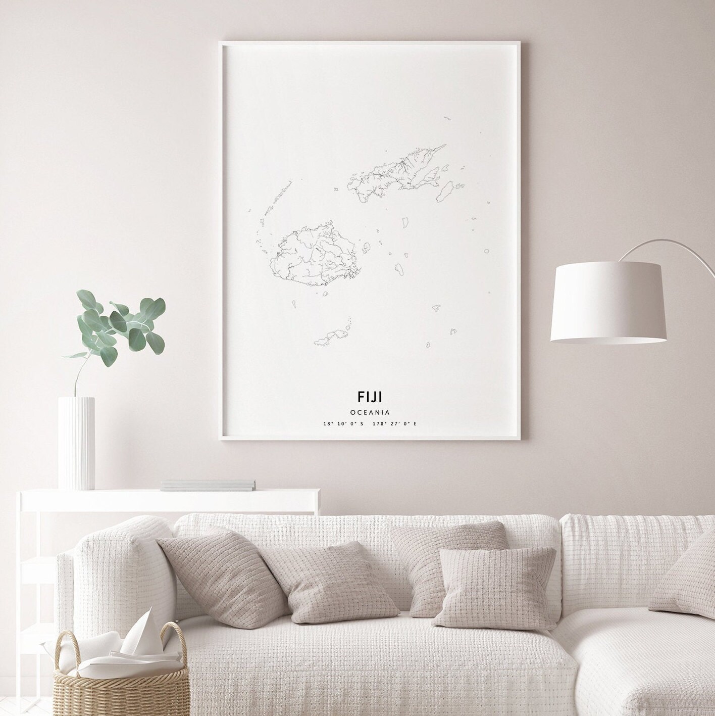 Fiji Map Art Print Fiji Map Art Poster Fiji Oceania Black & - Etsy ...