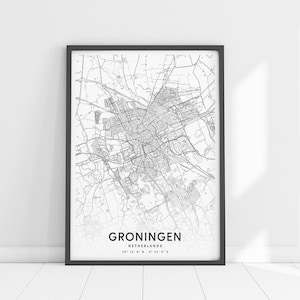 Groningen Map Print, Netherlands Map Art Poster, City Street Road Map ...