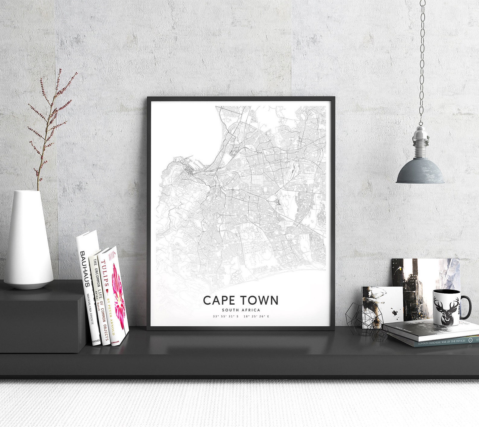 Cape Town Map Print, South Africa Map Art Poster, City Street Road Map ...