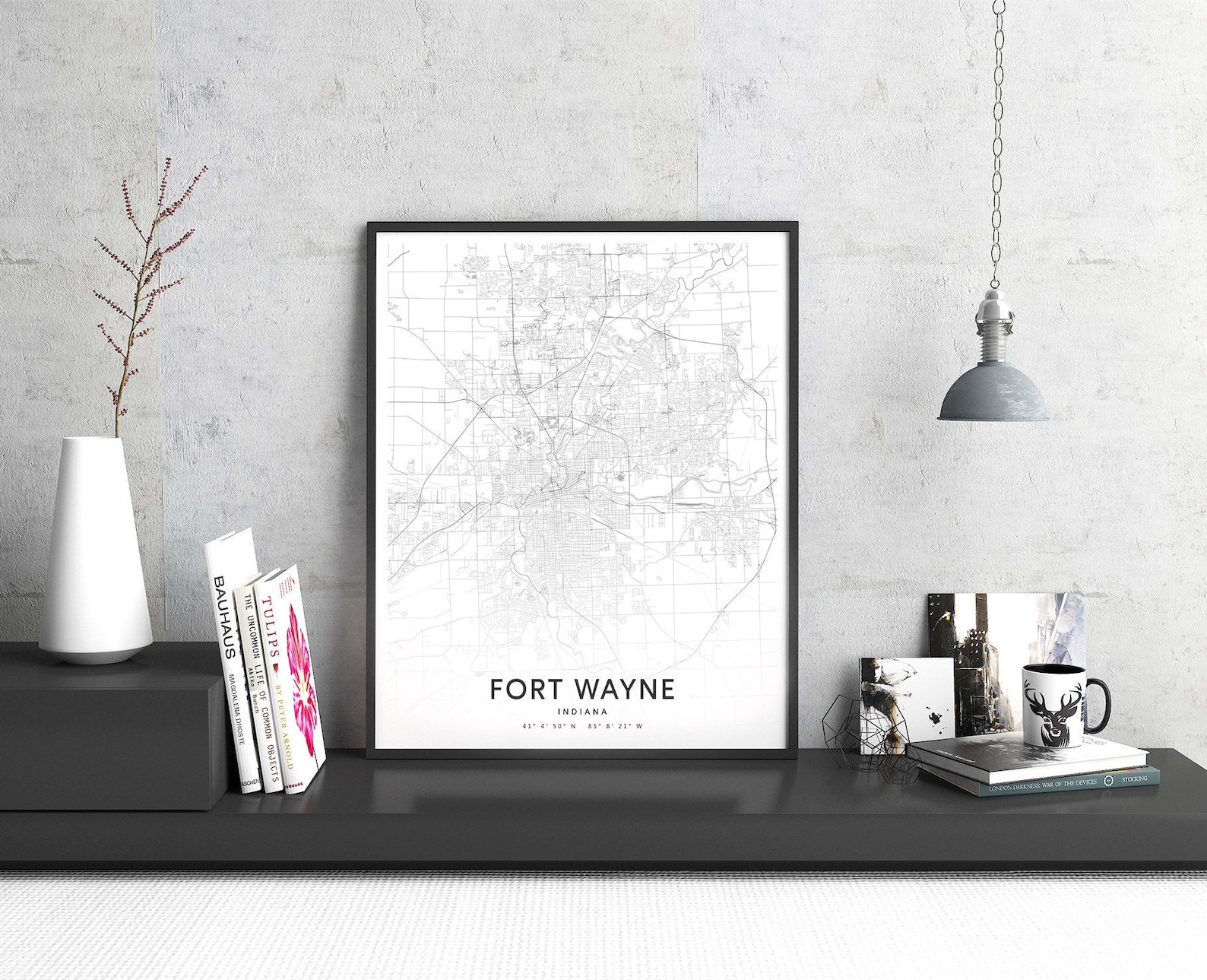 Fort Wayne Map Print, Fort Wayne Indiana USA Map Art Poster, City ...