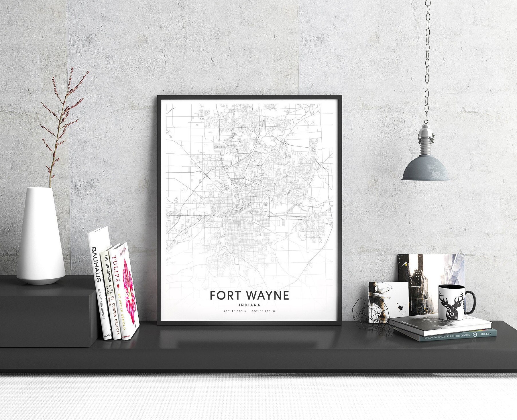 Fort Wayne Map Print, Fort Wayne Indiana USA Map Art Poster, City ...